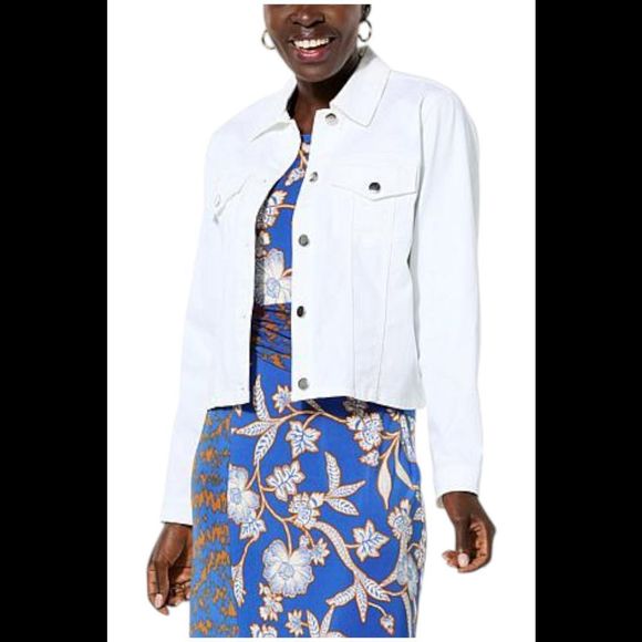 IMAN | Jackets & Coats | Iman Womens Global Chic Cropped Denim Jacket ...
